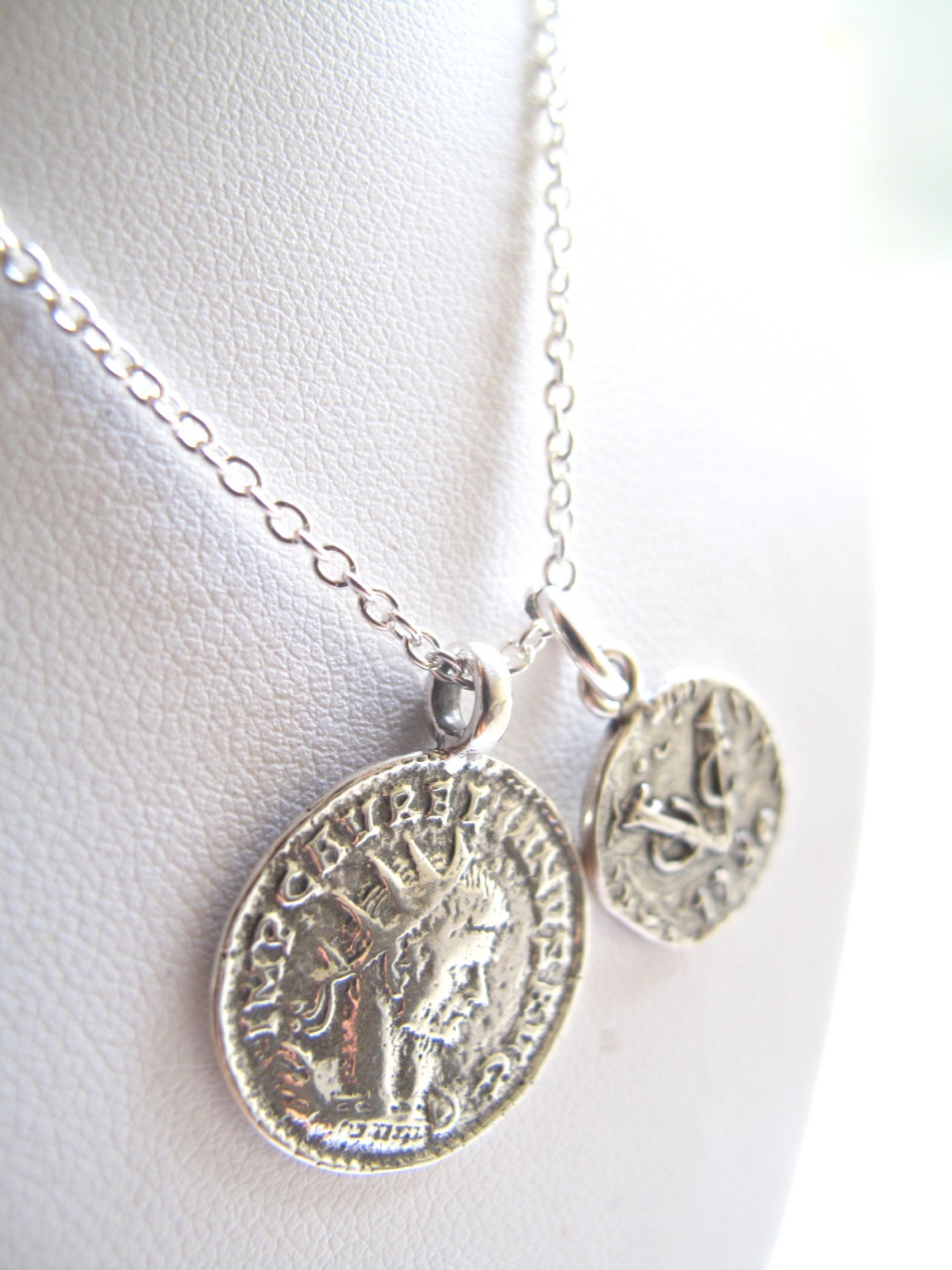 Multi Charms Silver Coin Rollo Chain Necklace on Luulla